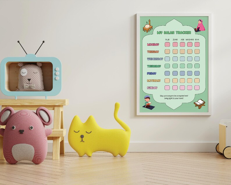 Daily Salah Tracker Printable for Kids, Islam Nursery, Prayer Chart ...