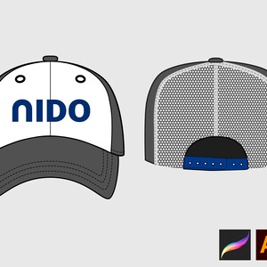 Trucker Hat Vector Snapback Technical Drawing Illustration, PNG Blank ...