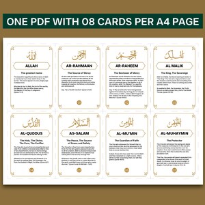 99 Names of Allah, Islam Flashcards, Ramadan, Muslim Children Printable ...