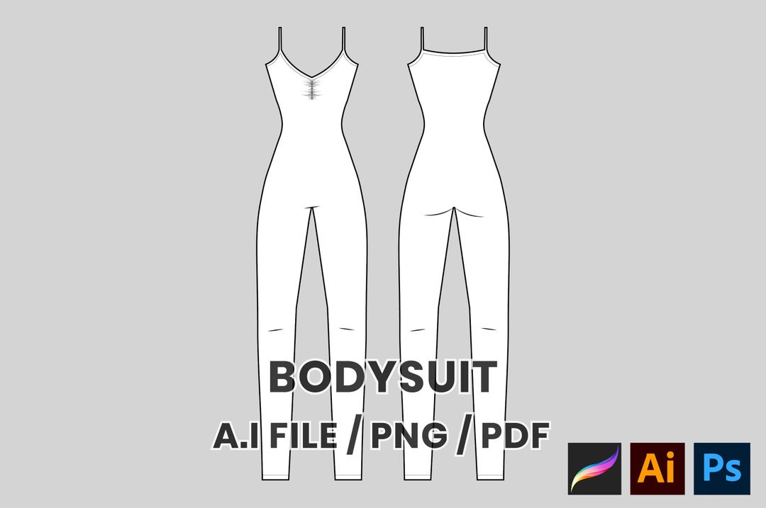 Bodysuit Technical Drawing, Activewear, Catsuit, Bodysuit Vector ...