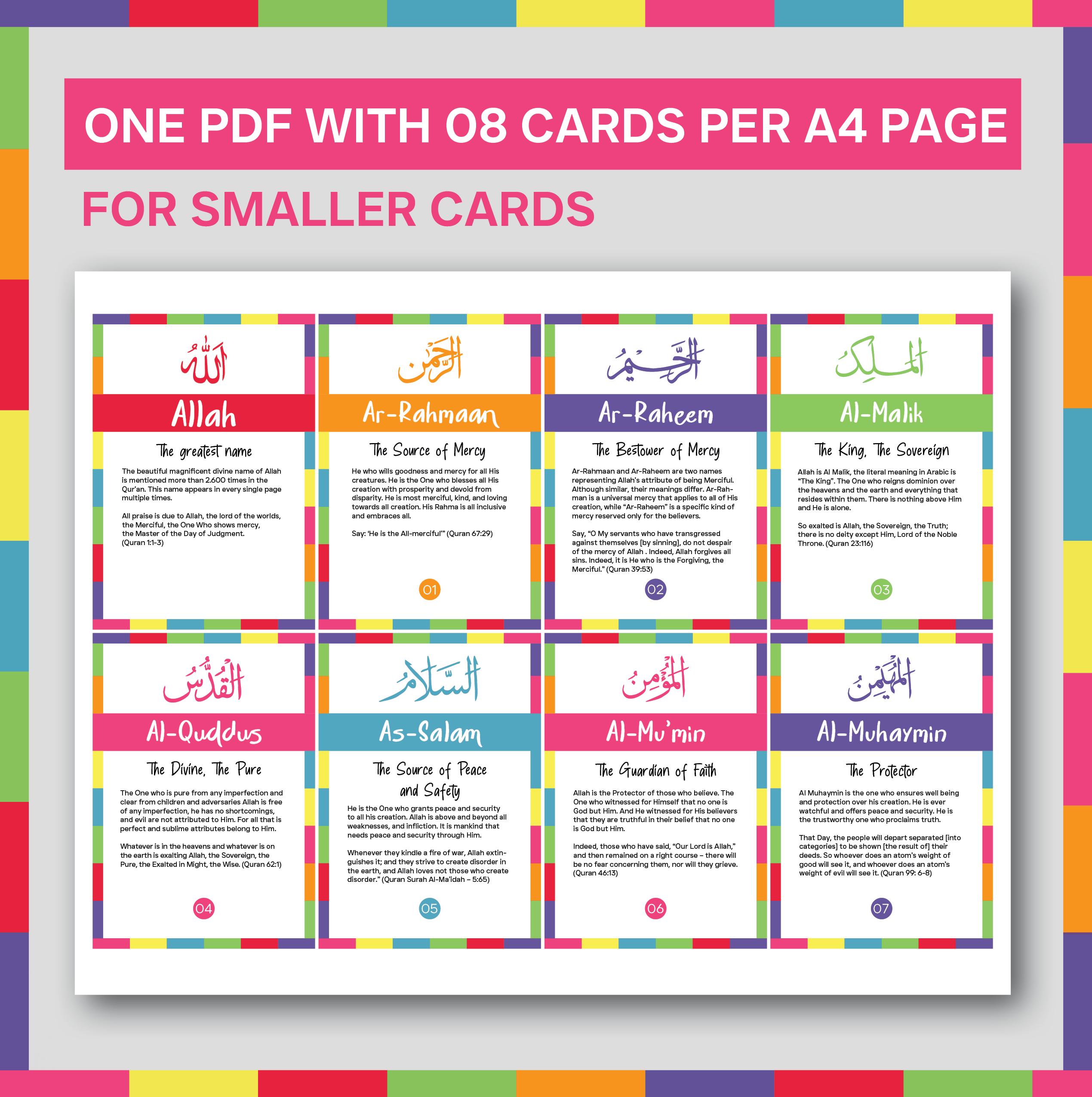 99 Names of Allah for Kids, Islam Flashcards, Ramadan, Muslim Children ...