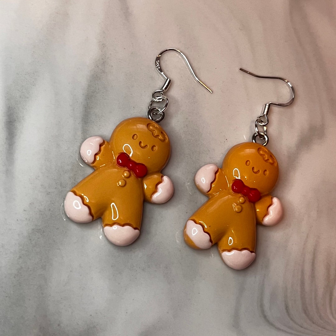 GINGERBREAD MAN EARRINGS Christmas Jewellery Festive Xmas - Etsy