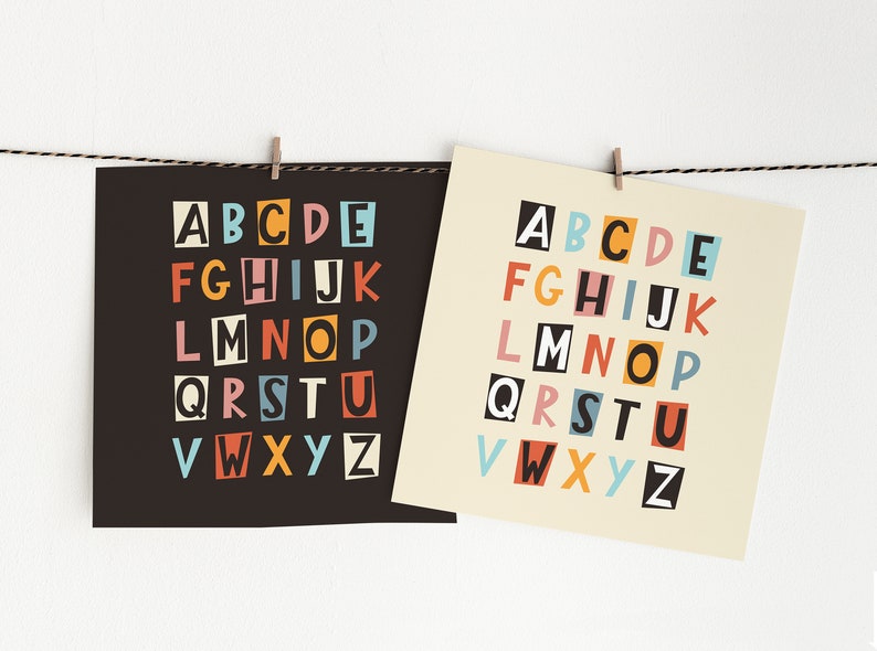 Alphabet Poster, Letters Digital Print, Printable Digital Clipart ...