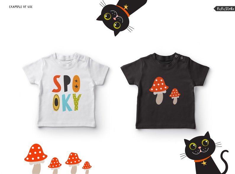 Spooky Halloween Clip Art Set, Witch Hat, Witch, Black Cat, Ghost, Bat ...