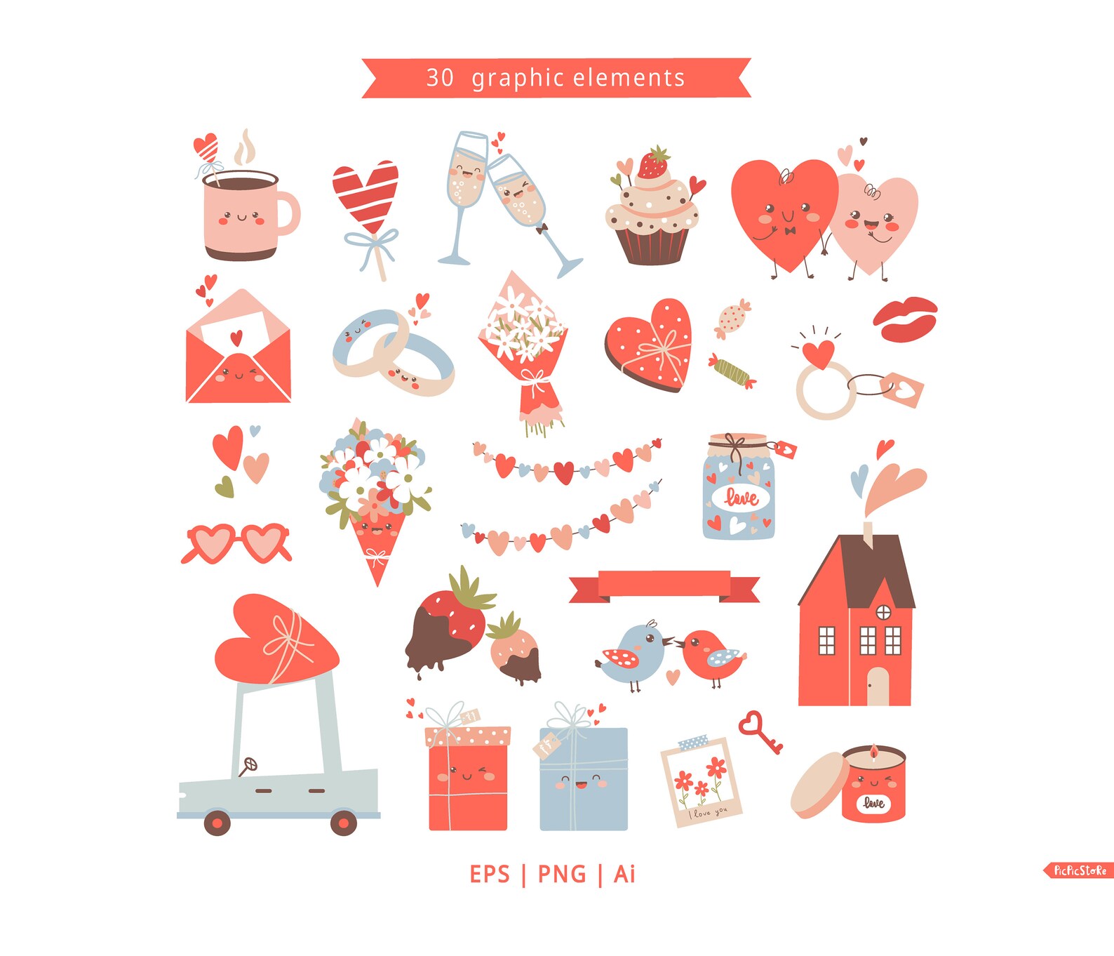 Valentine Clipart Collection, Romantic Clipart Bundle for Valentines ...