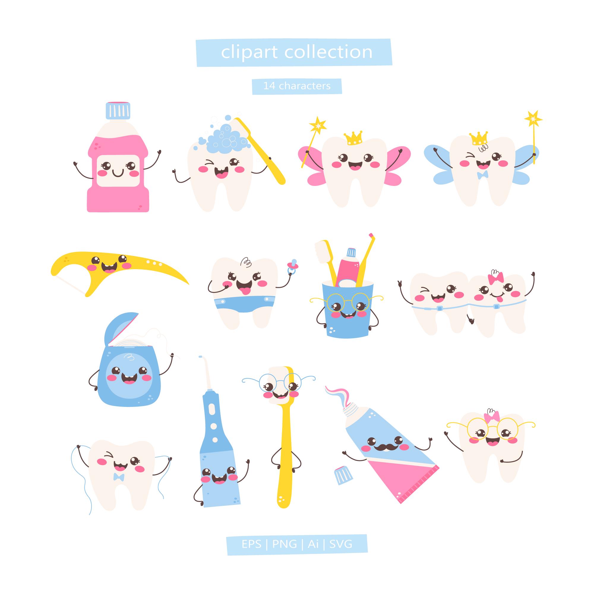 Dentist Clipart Set - Cute Teeth SVG for Sublimation, Dental Hygiene ...