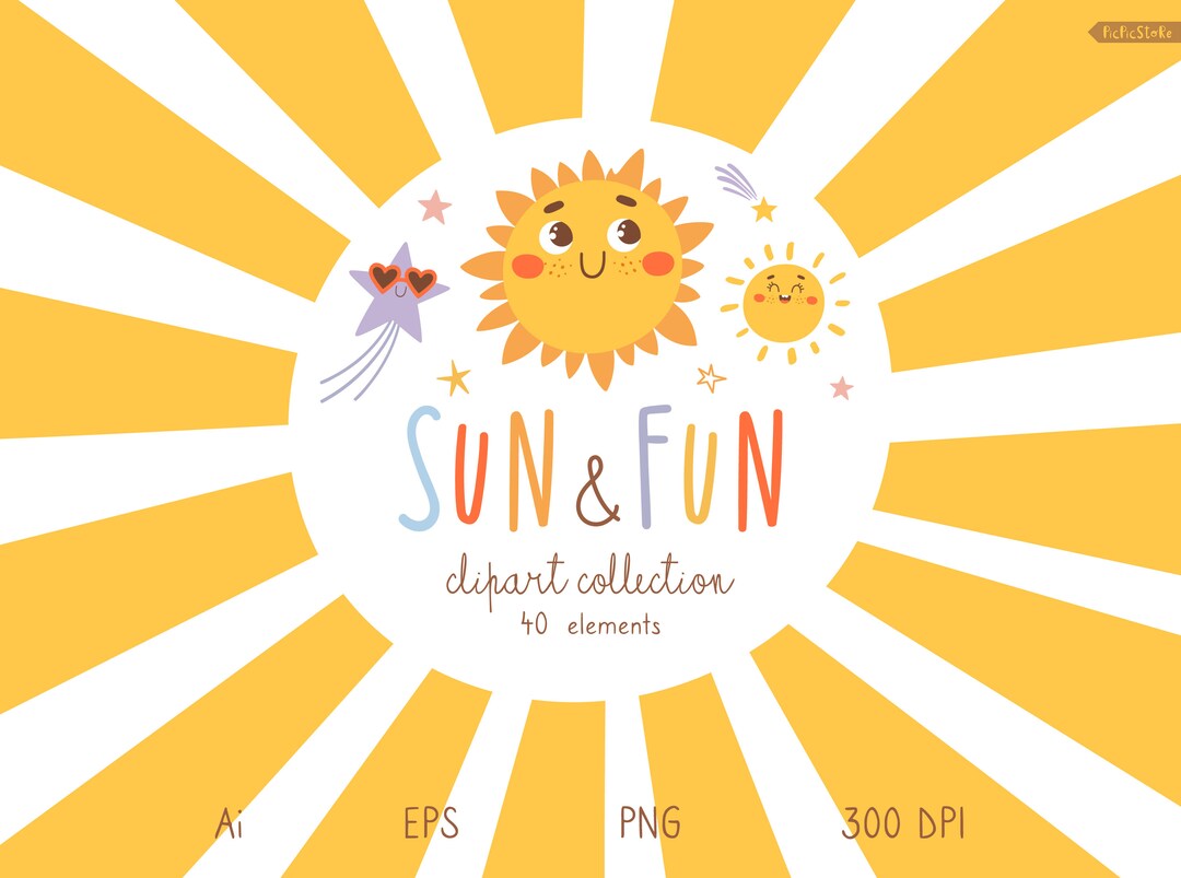Kawaii Weather Clipart for Kids, Sun and Moon, Cloud, Rainbow, Cute ...