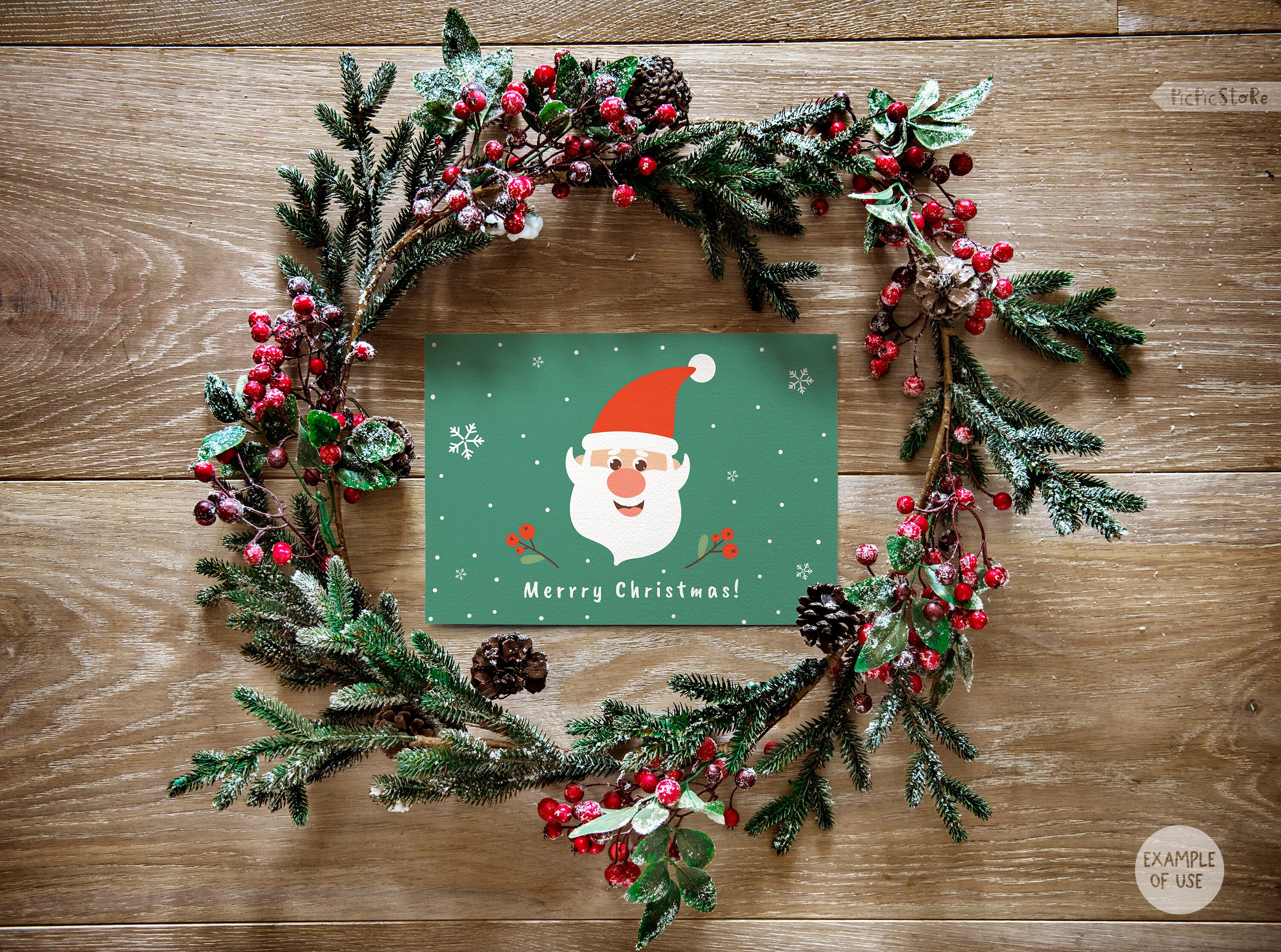 Christmas Clipart Set Santa Head PNG Winter Animals - Etsy