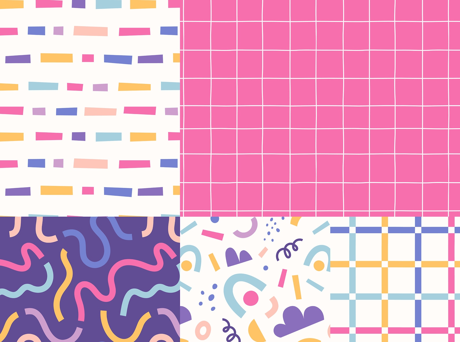 10 Modern Geometric Shapes Seamless Patterns, Abstract Shapes Digital ...