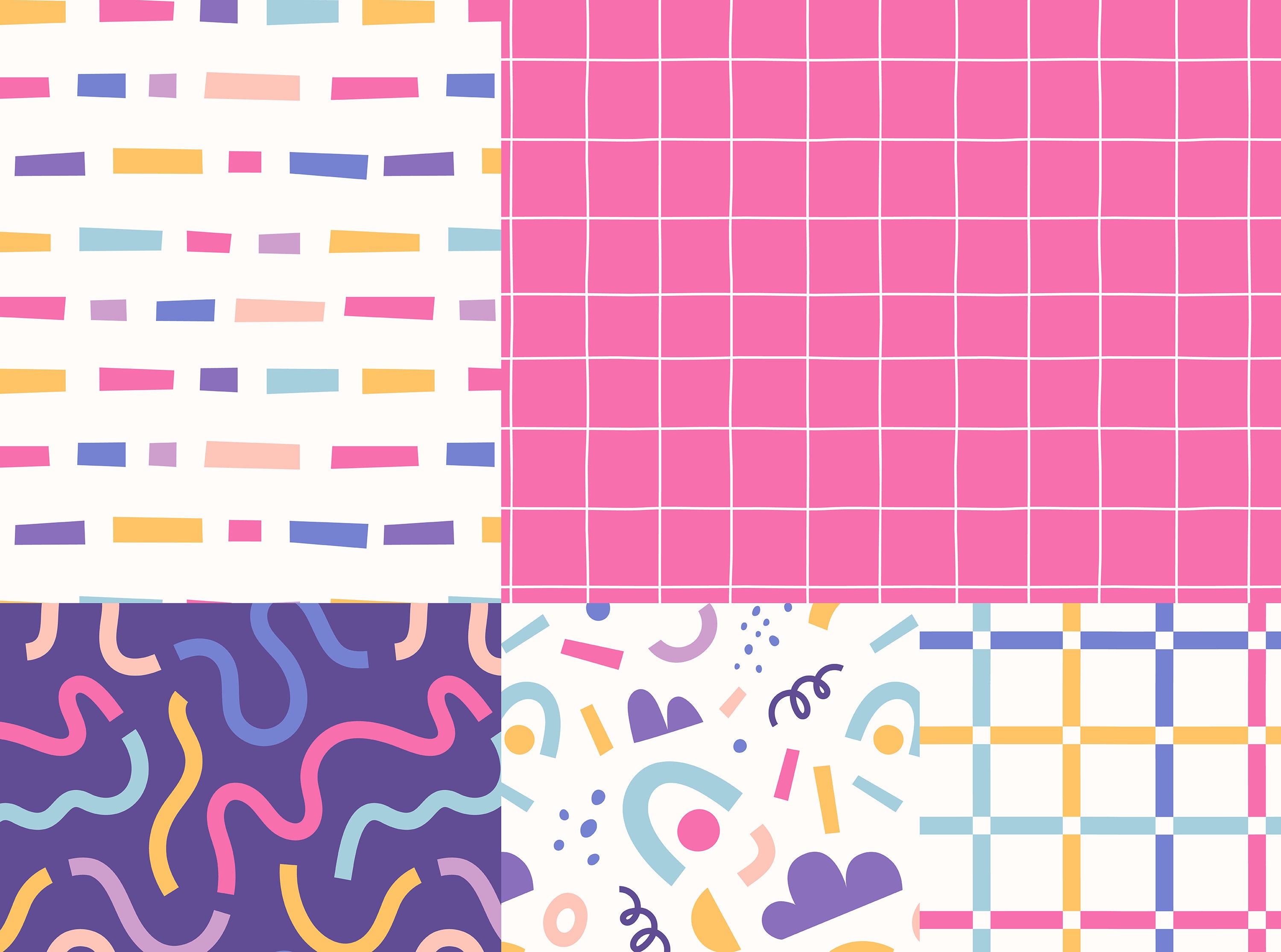 10 Modern Geometric Shapes Seamless Patterns, Abstract Shapes Digital ...