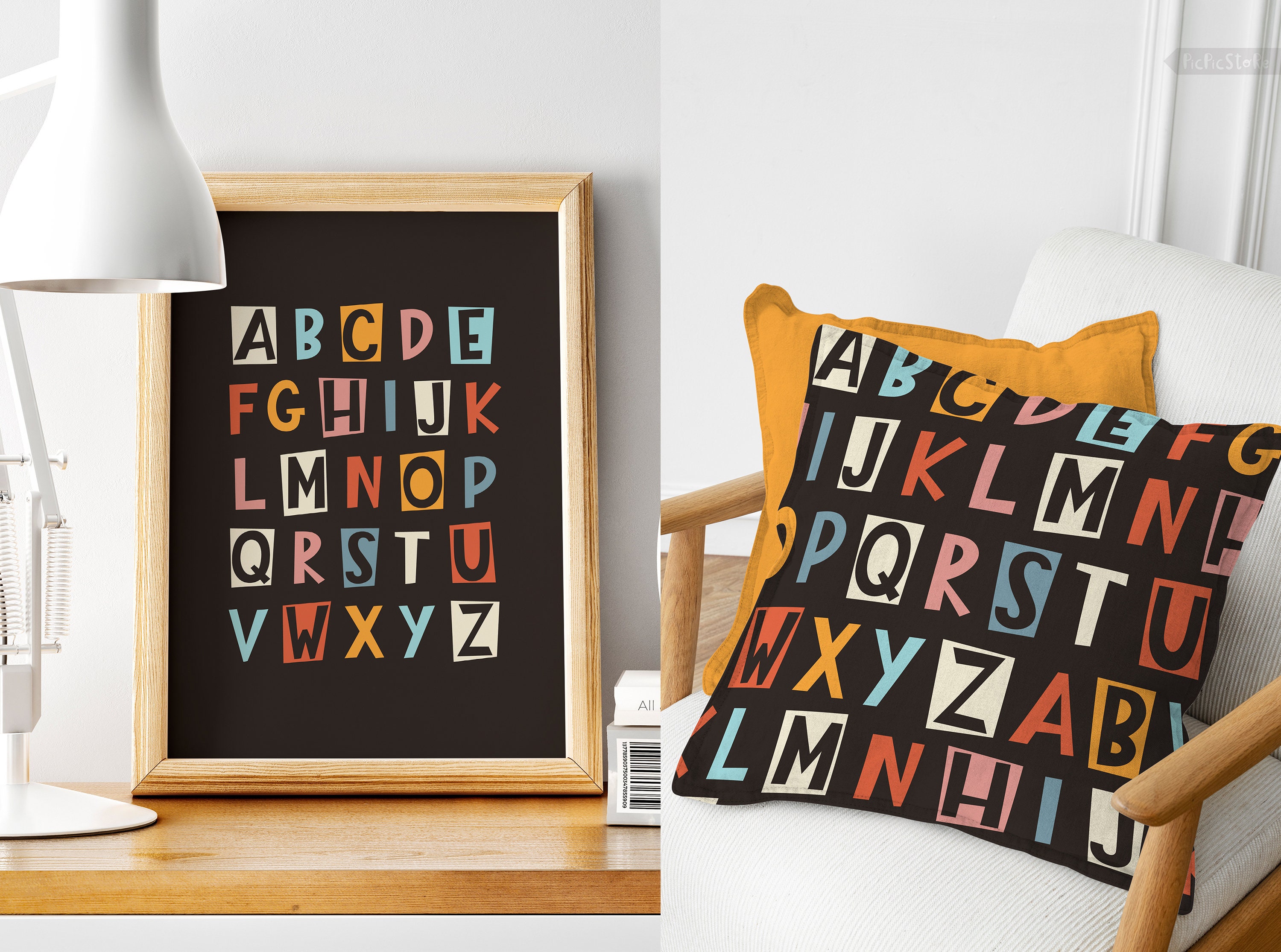 Alphabet Poster, Letters Digital Print, Printable Digital Clipart ...