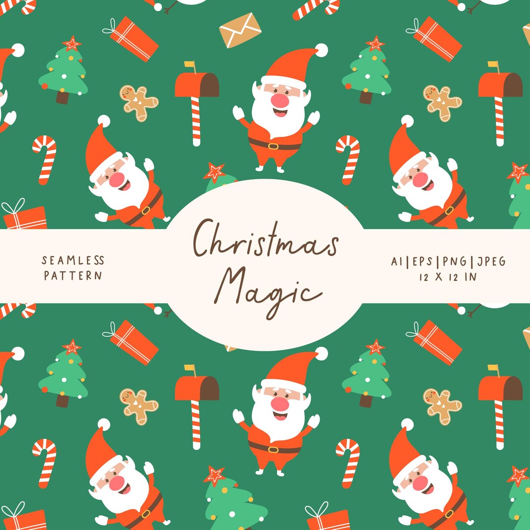 Santa Claus Seamless Pattern, Santa Digital Paper, Christmas Printable ...