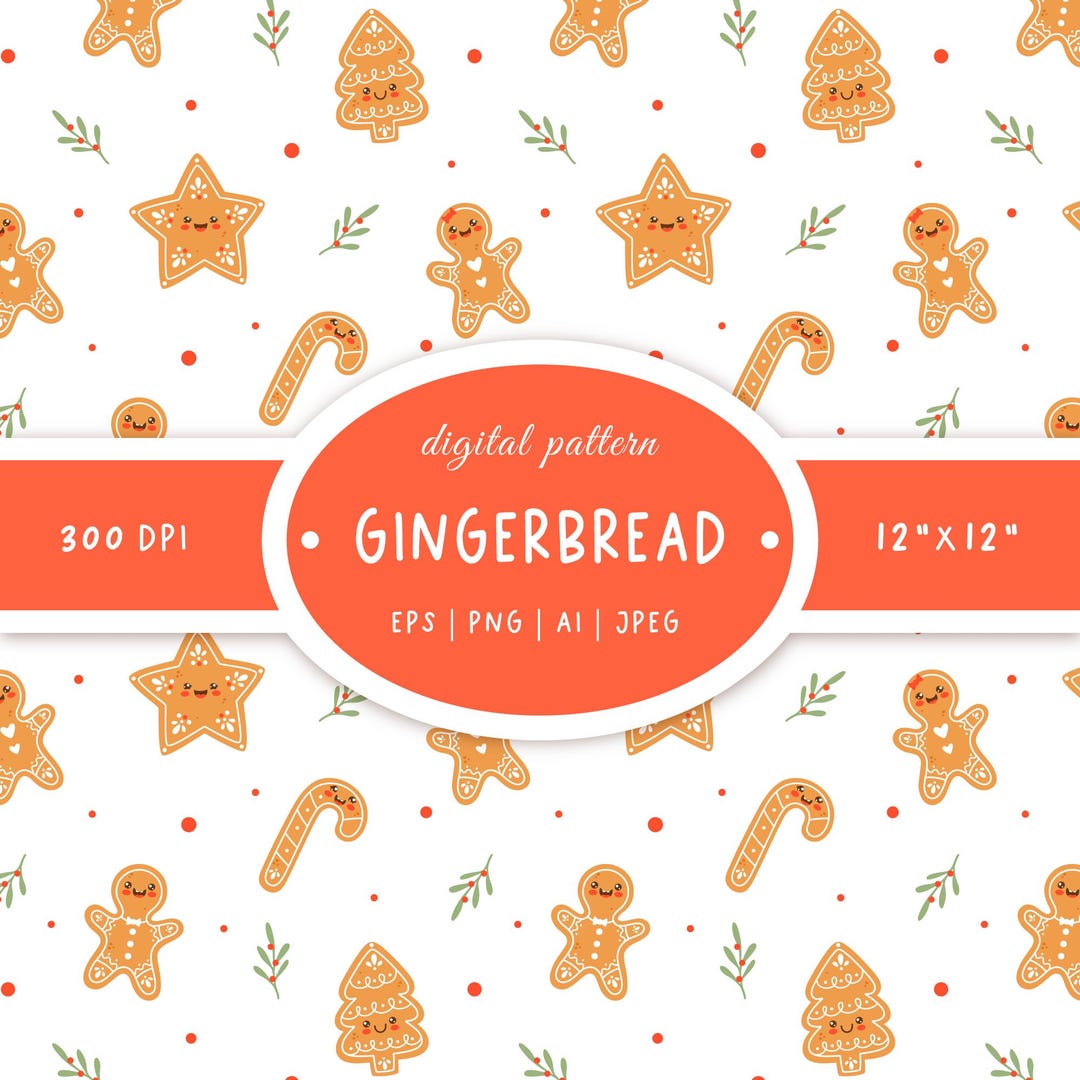 Seamless Gingerbread Pattern, Digital Christmas Paper With Gingerbread ...
