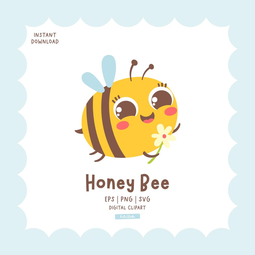Bee SVG Digital Clipart, Little Bee Clipart PNG Printable File for ...