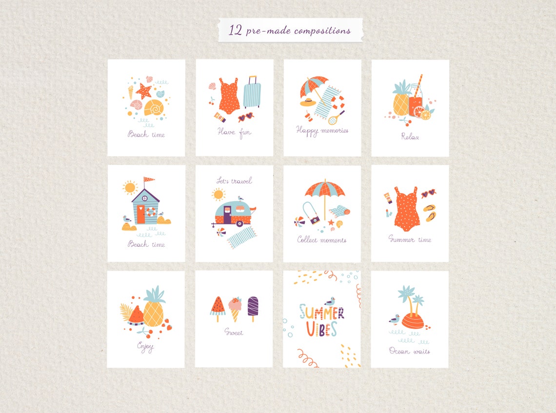 Summer PNG Digital Clip Art Collection, Beach Prints Flip Flops ...