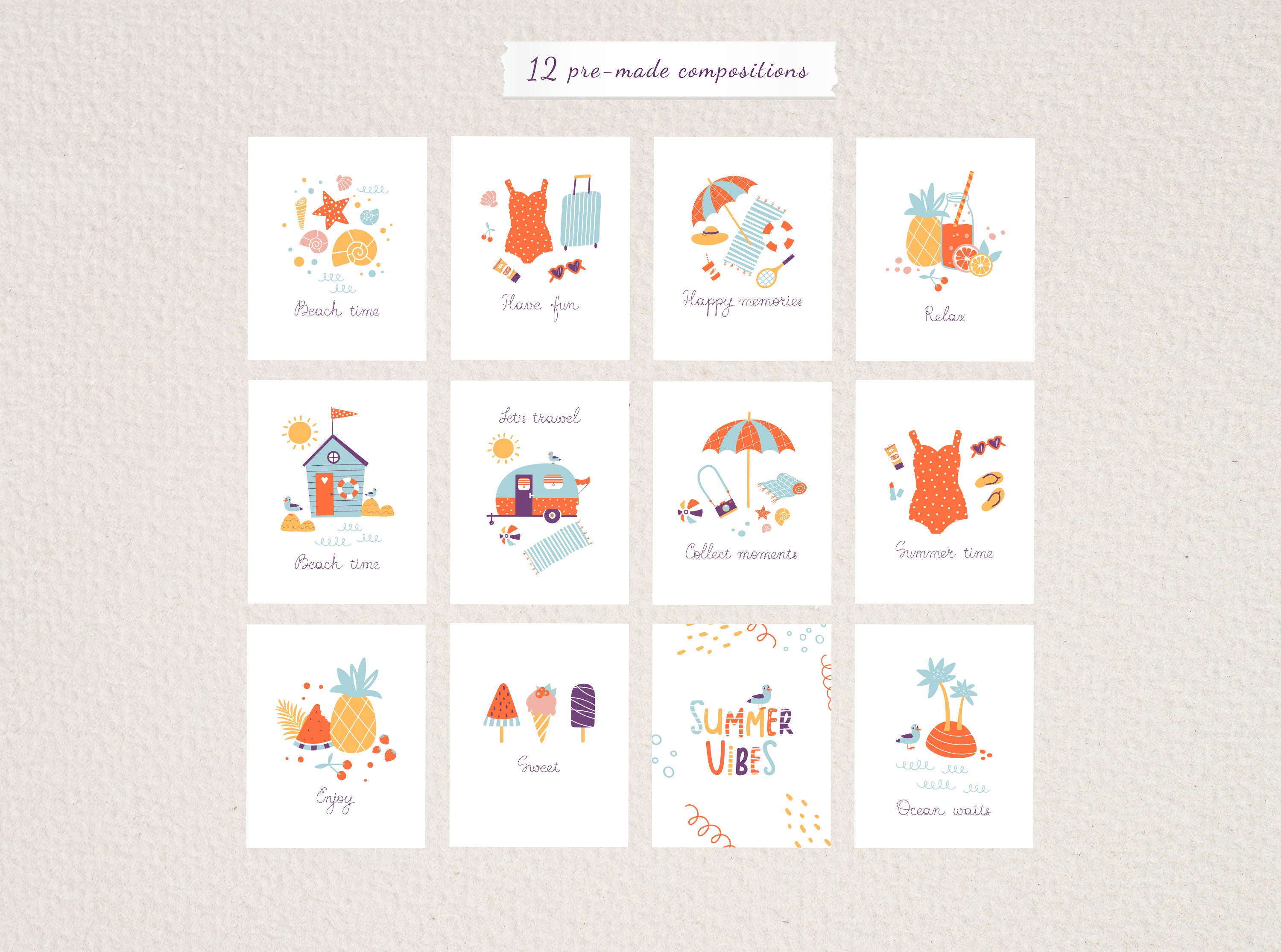 Summer PNG Digital Clip Art Collection, Beach Prints - Flip Flops ...