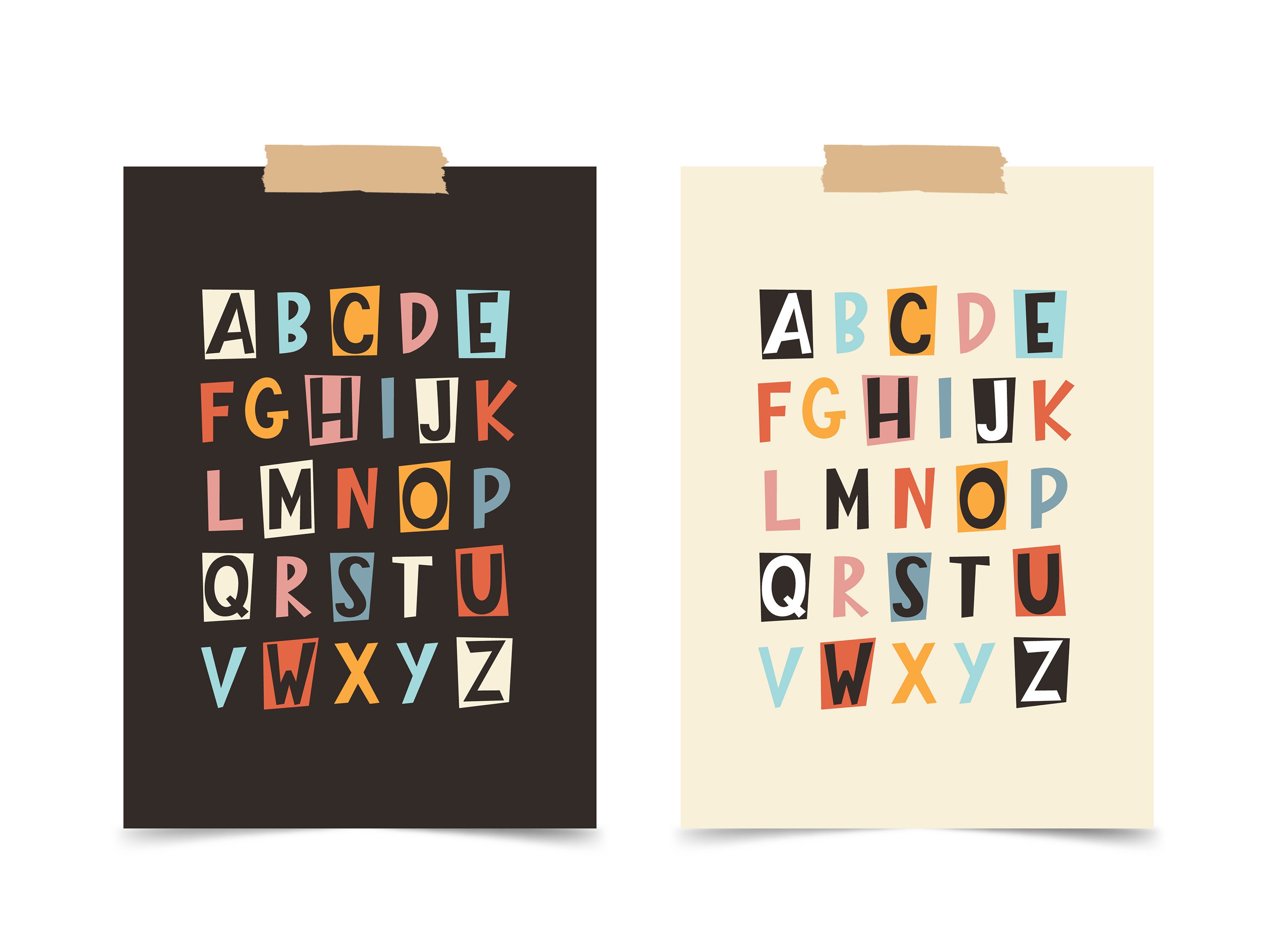 Alphabet Poster, Letters Digital Print, Printable Digital Clipart ...