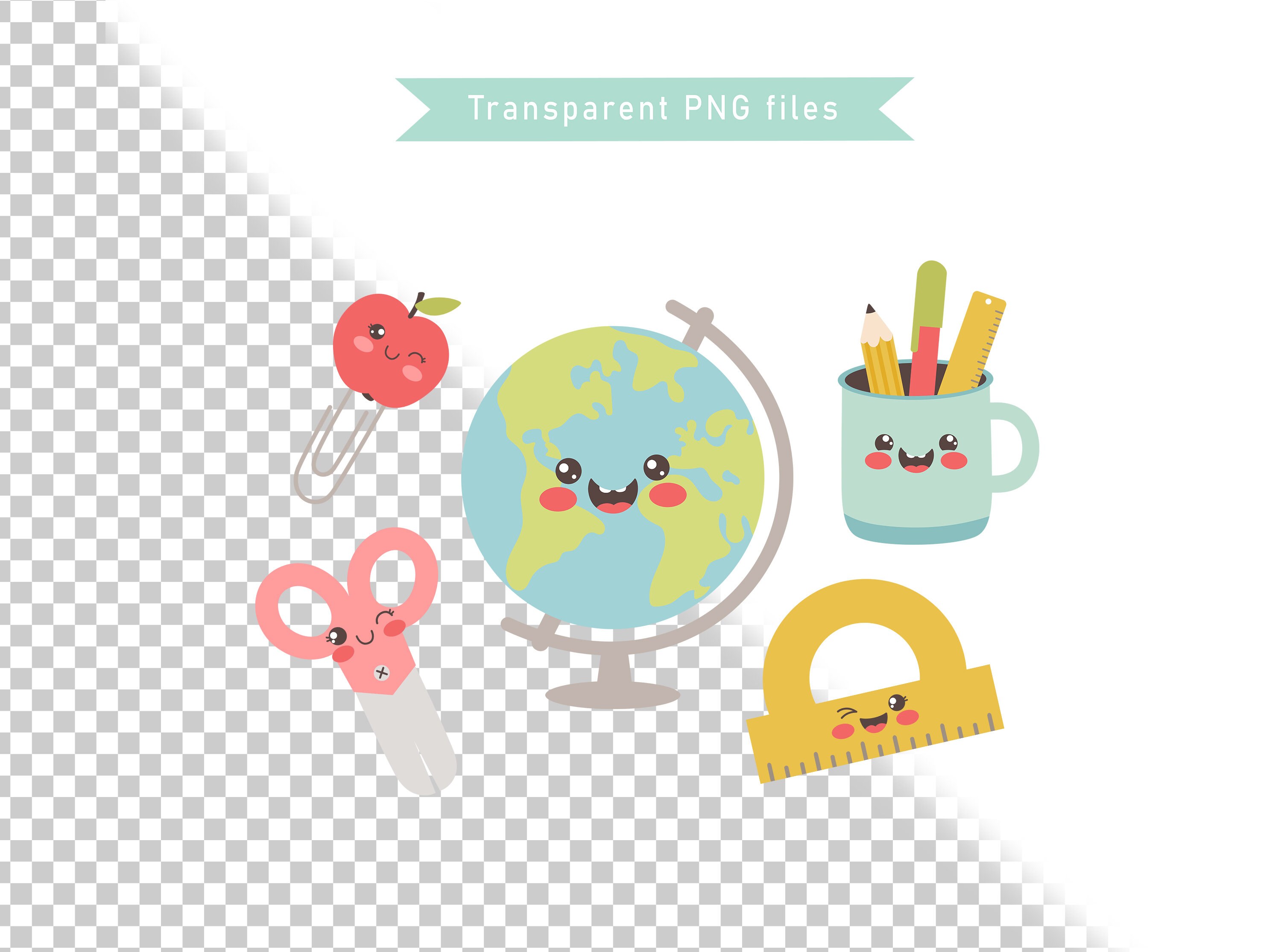 Back to School PNG Clipart Bundle, 35 School Supplies Digital Clipart ...