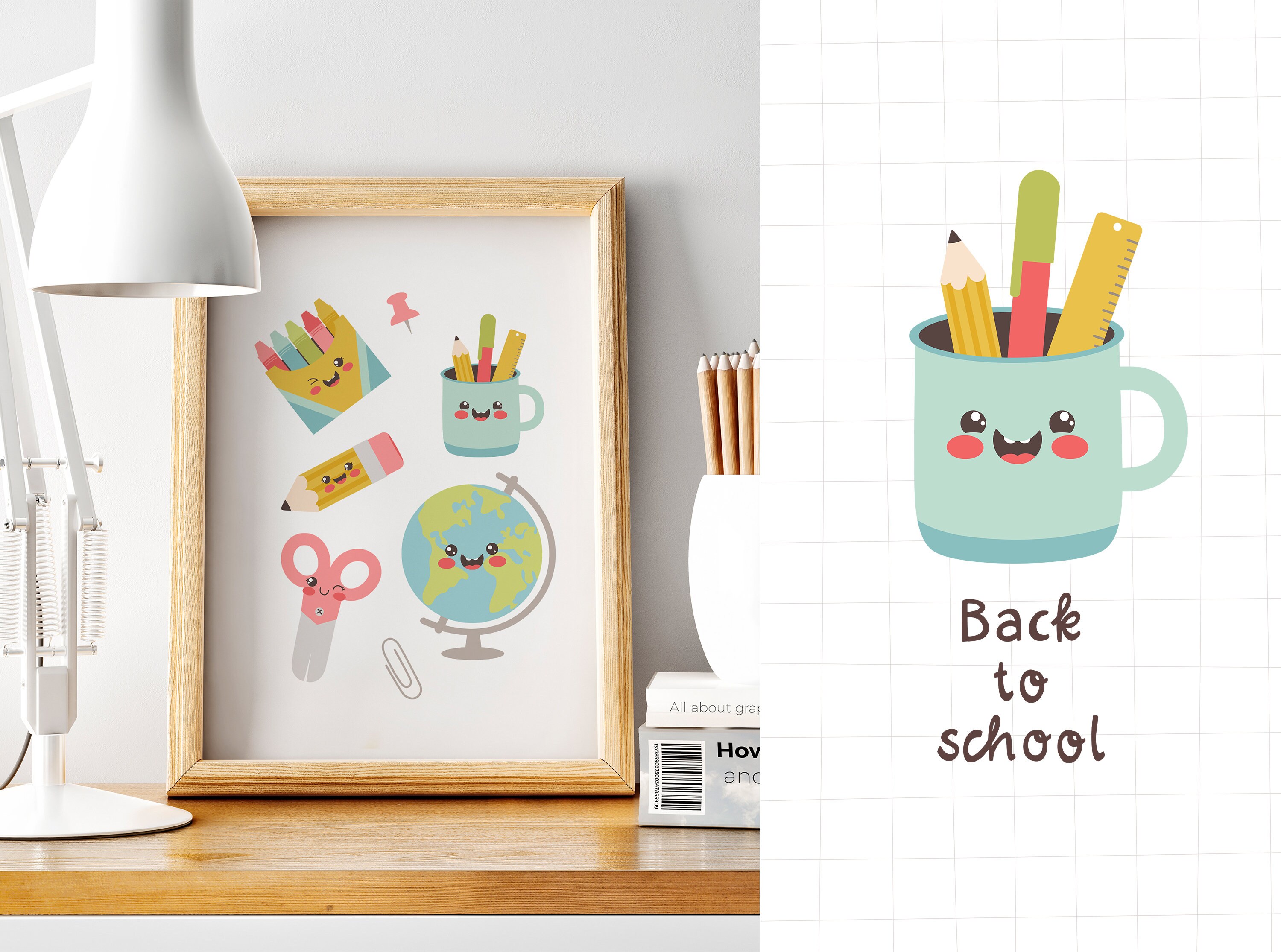 Back to School PNG Clipart Bundle, 35 School Supplies Digital Clipart ...