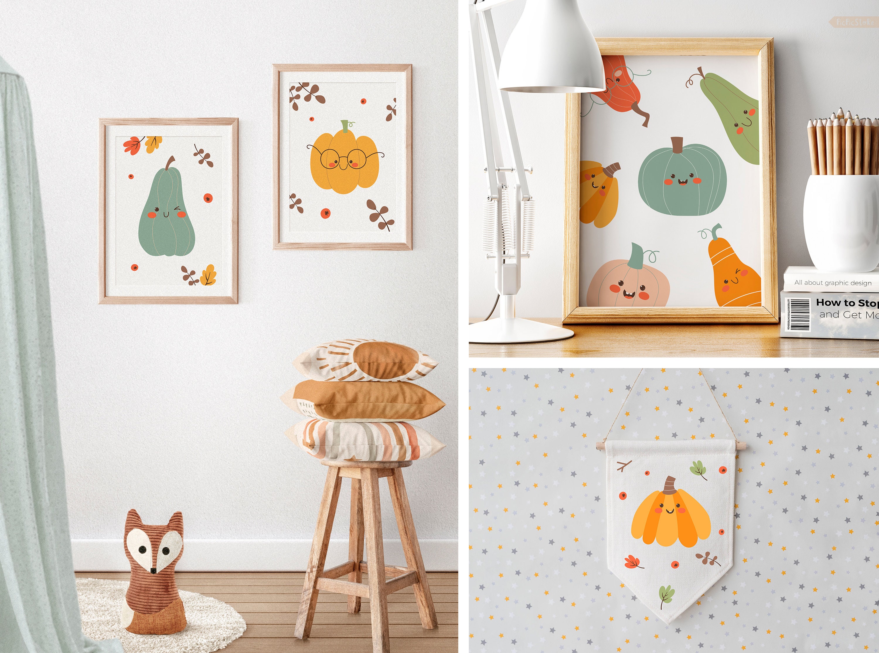 Cute Pumpkins PNG Digital Clipart Bundle, Digital Fall Clipart ...