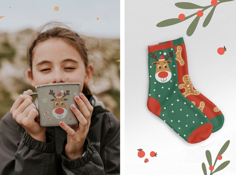 Christmas Digital Clipart Set With Santa Snowmen Reindeer - Etsy