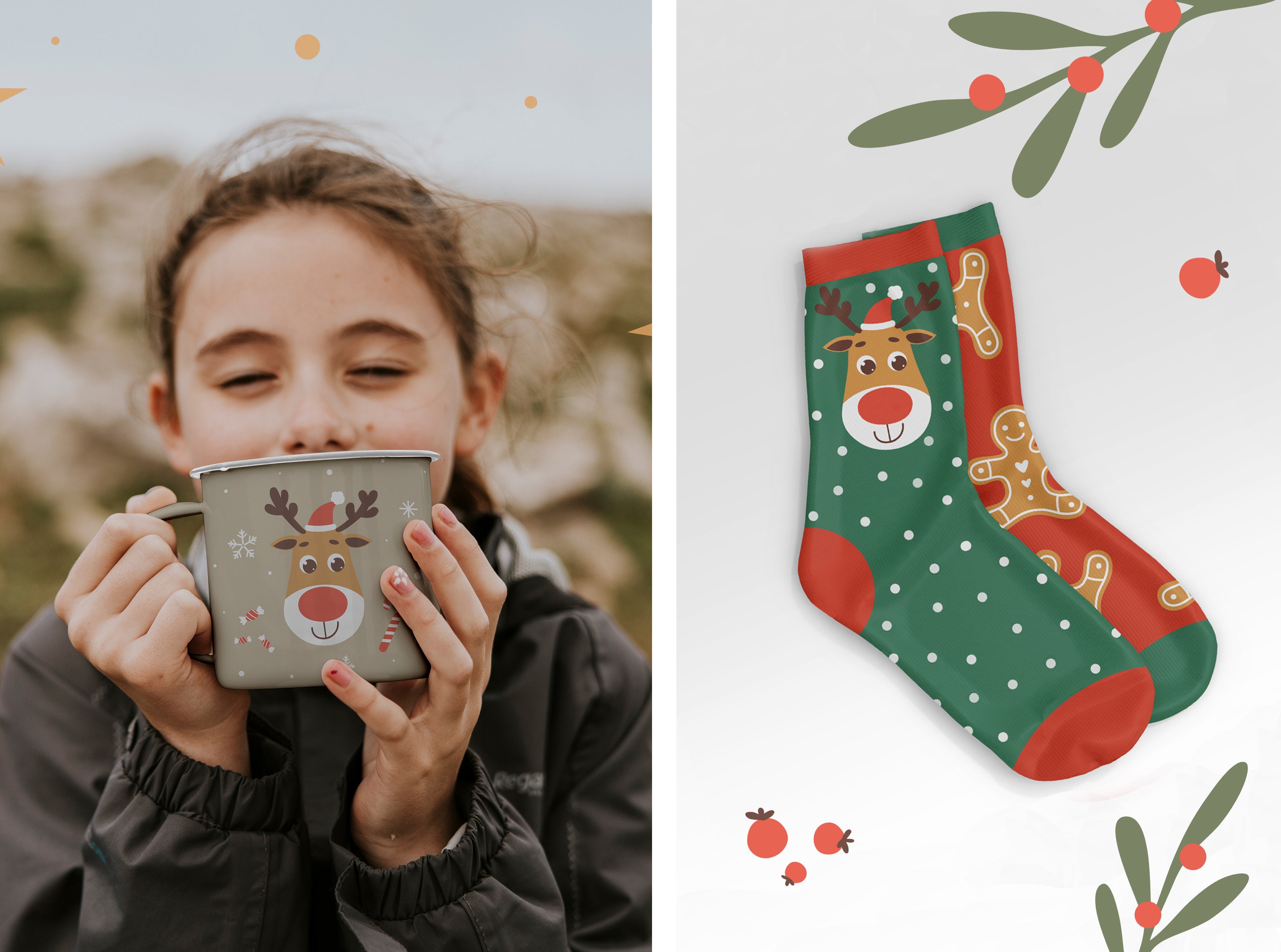 Christmas Digital Clipart Set With Santa Snowmen Reindeer - Etsy