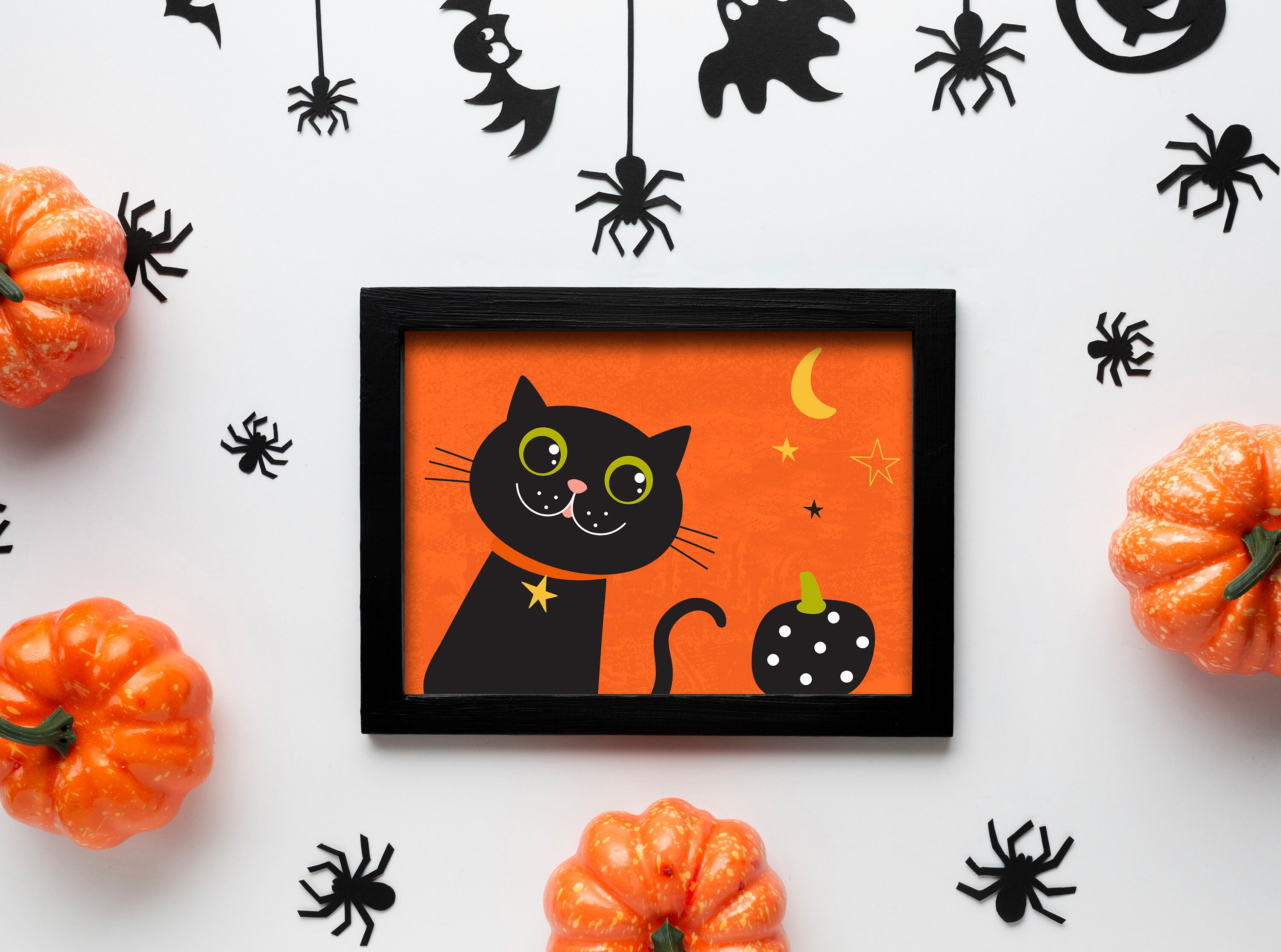 Spooky Halloween Clip Art Set, Witch Hat, Witch, Black Cat, Ghost, Bat ...