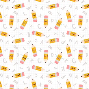 Back to School PNG Pattern, Fun Pencil Seamless Design, School Supplies ...