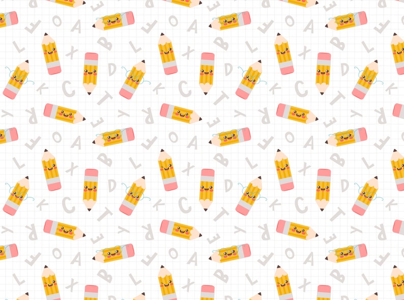 Back to School PNG Pattern, Fun Pencil Seamless Design, School Supplies ...