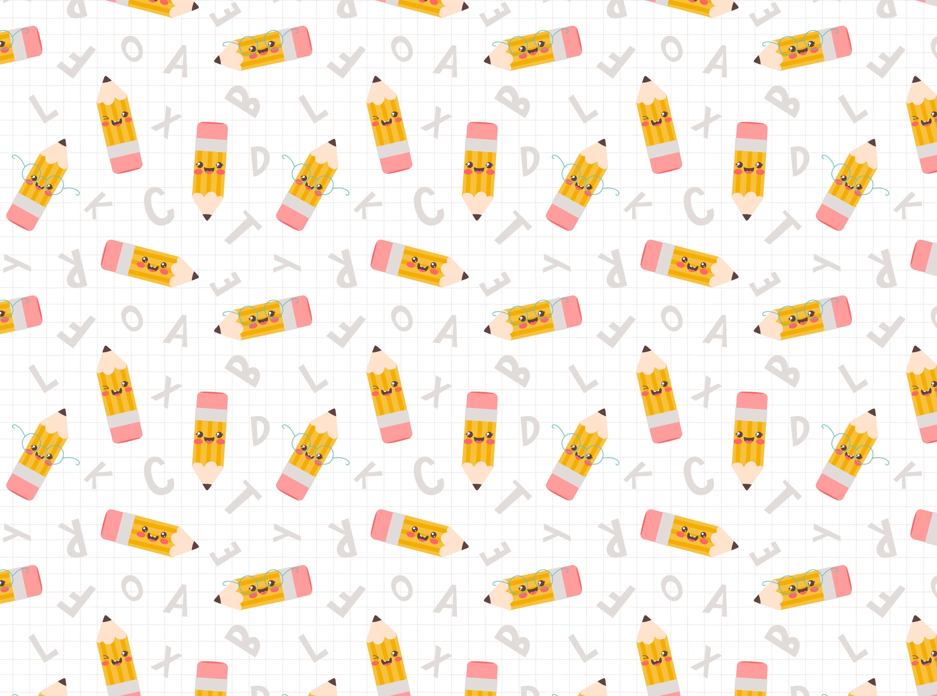 Back to School PNG Pattern, Fun Pencil Seamless Design, School Supplies ...