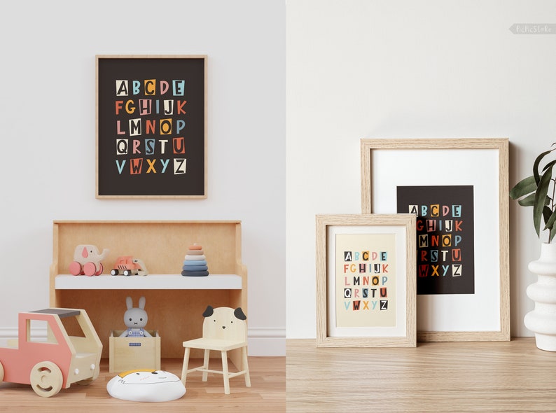 Alphabet Poster, Letters Digital Print, Printable Digital Clipart ...