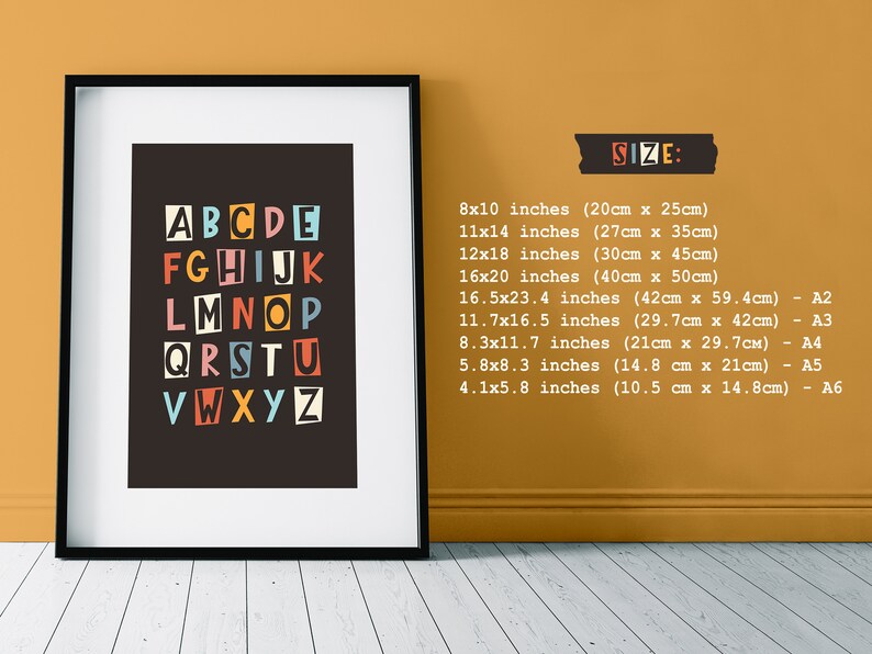 Alphabet Poster, Letters Digital Print, Printable Digital Clipart ...