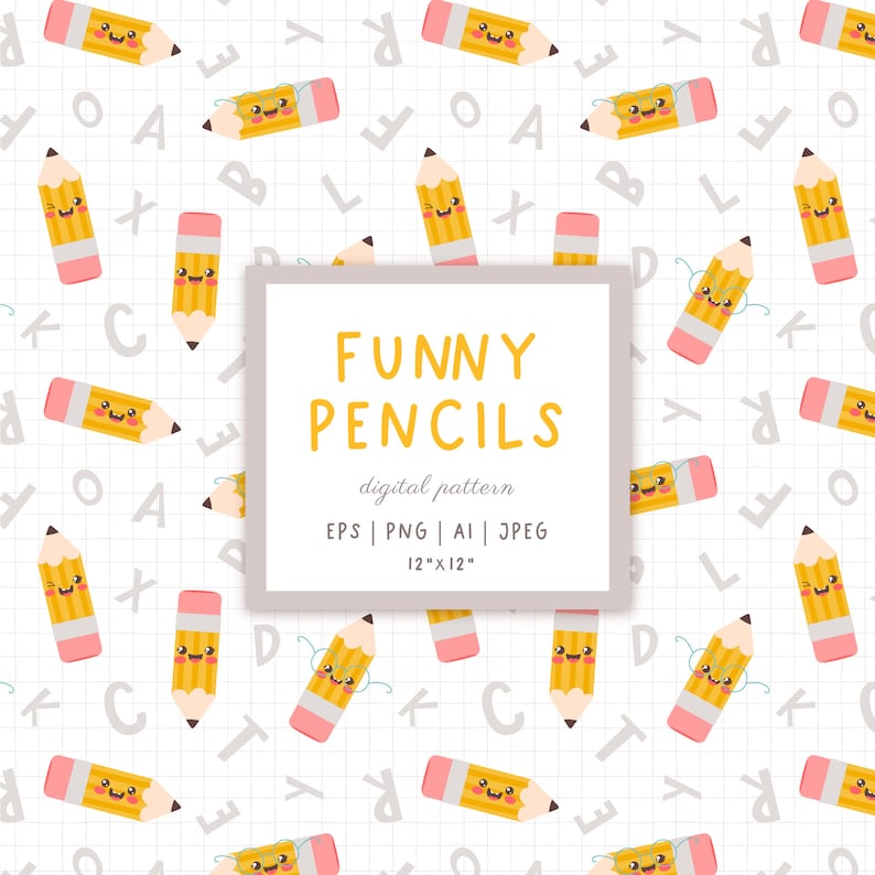 Back to School PNG Pattern, Fun Pencil Seamless Design, School Supplies ...