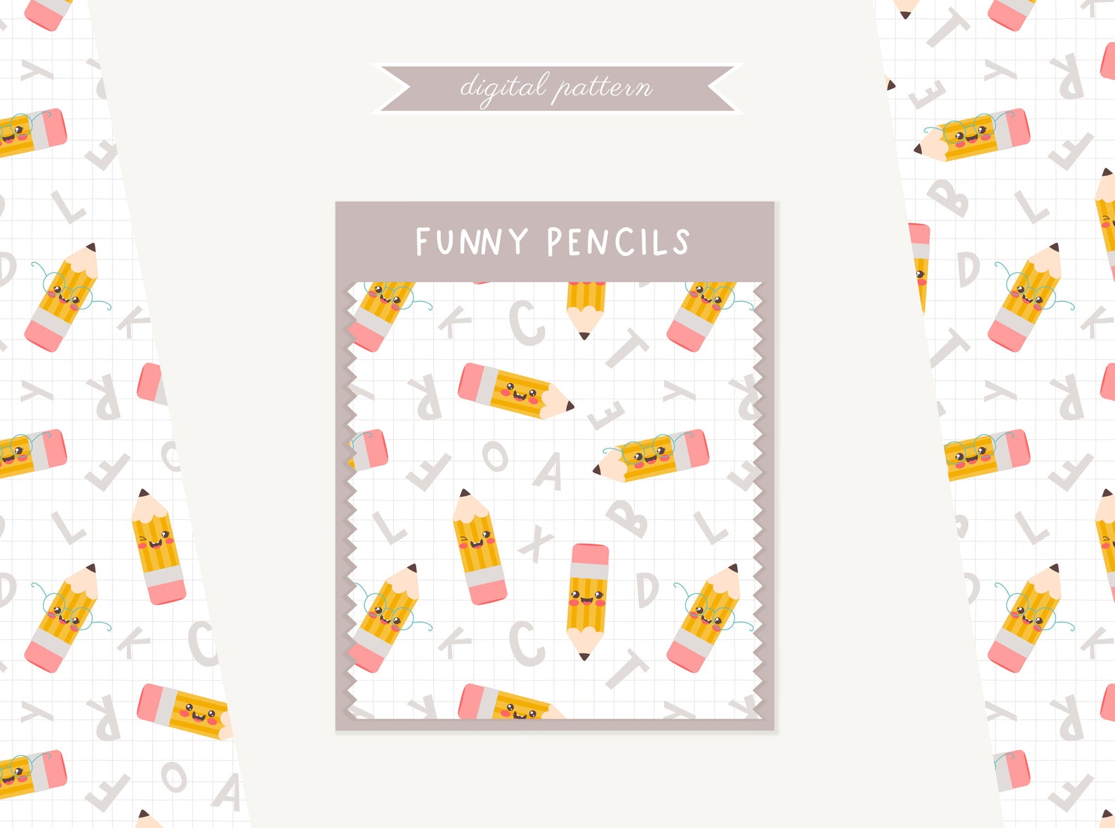 Back to School PNG Pattern, Fun Pencil Seamless Design, School Supplies ...