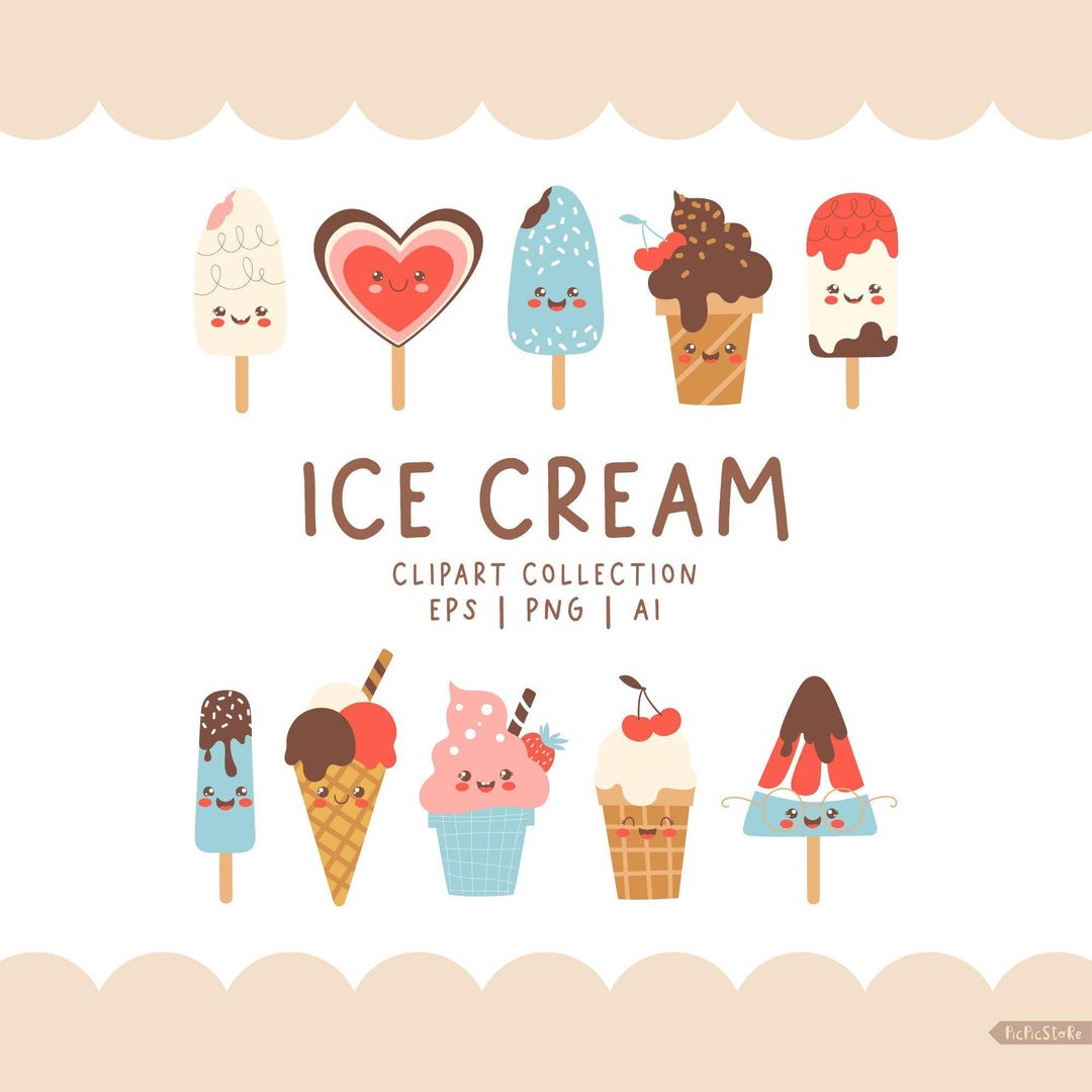 Fun Ice Cream Kids Digital Clipart, Printable Summer PNG Nursery Decor ...