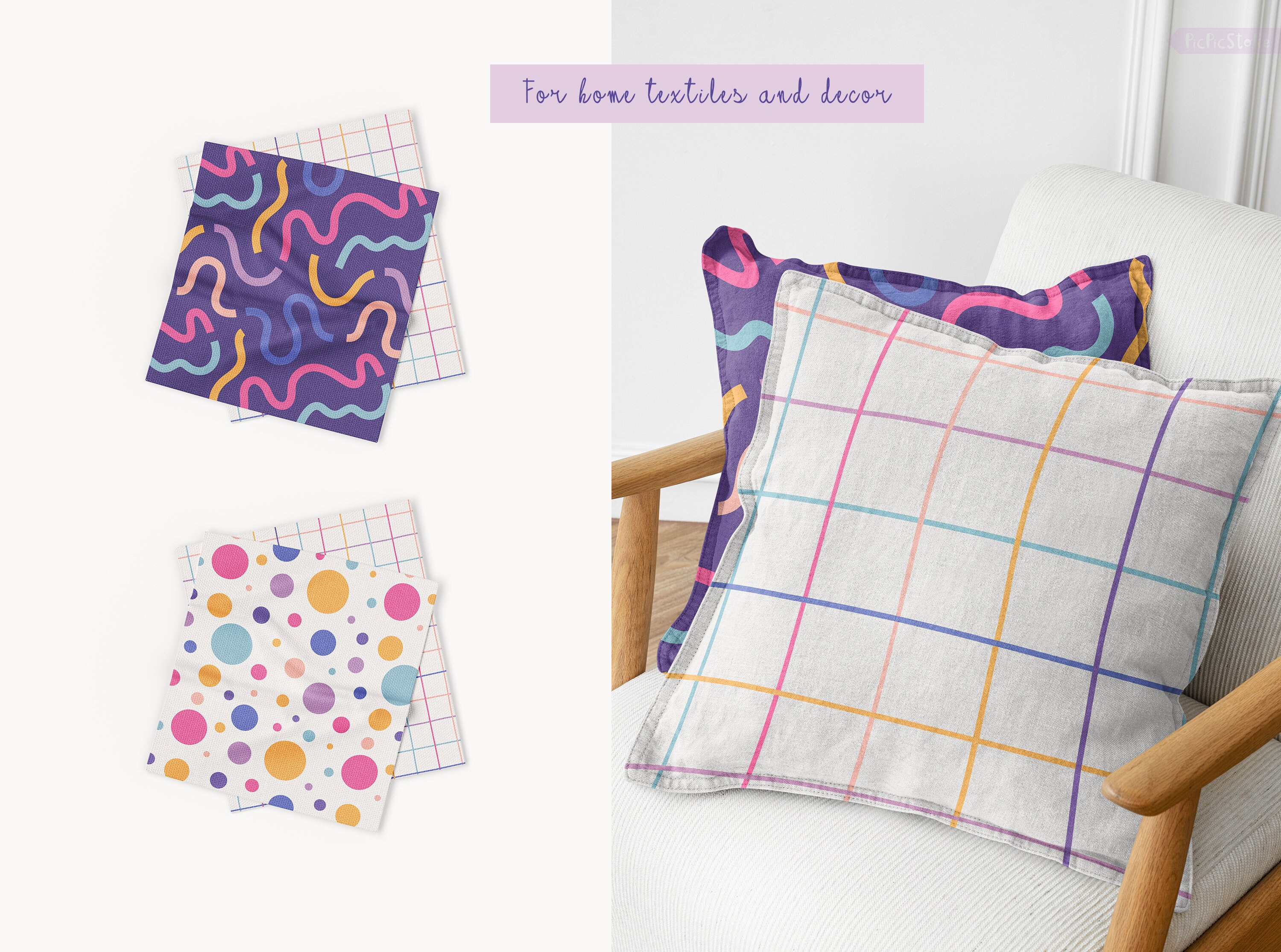 10 Modern Geometric Shapes Seamless Patterns, Abstract Shapes Digital ...