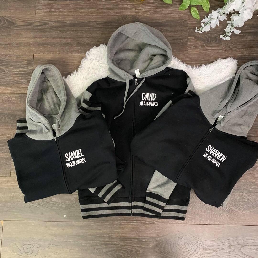 Personalized Varsity Style Full Zip Hoodie Jacket, Hoodie for Her ...