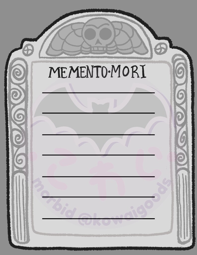 Memento Mori Note ~ Spooky Goth Stationery ~ 4.5 X 5.5 Paper Pad - Etsy