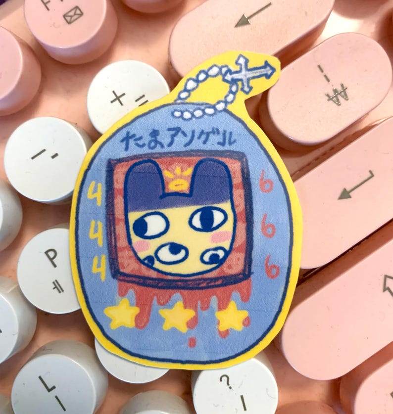 Tama Angel Vinyl Sticker Creepy Cute Weirdcore Stationery - Etsy