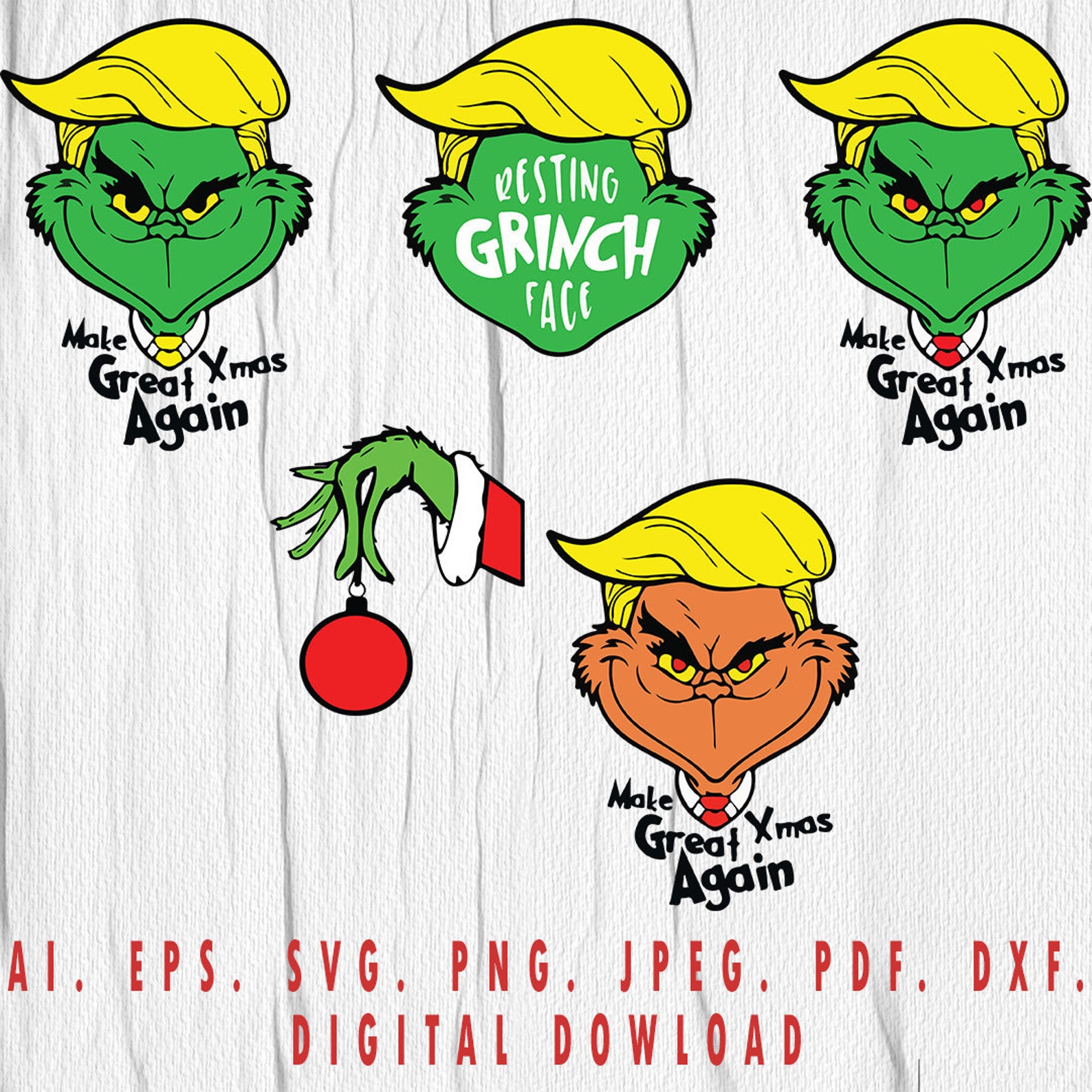 Make Xmas Great Again Donald Trump The Grinch Svg Christmas | Etsy