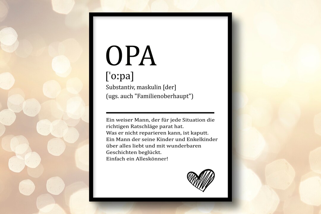 OPA Poster Personalized Definition Grandfather Personalized Gift Best ...