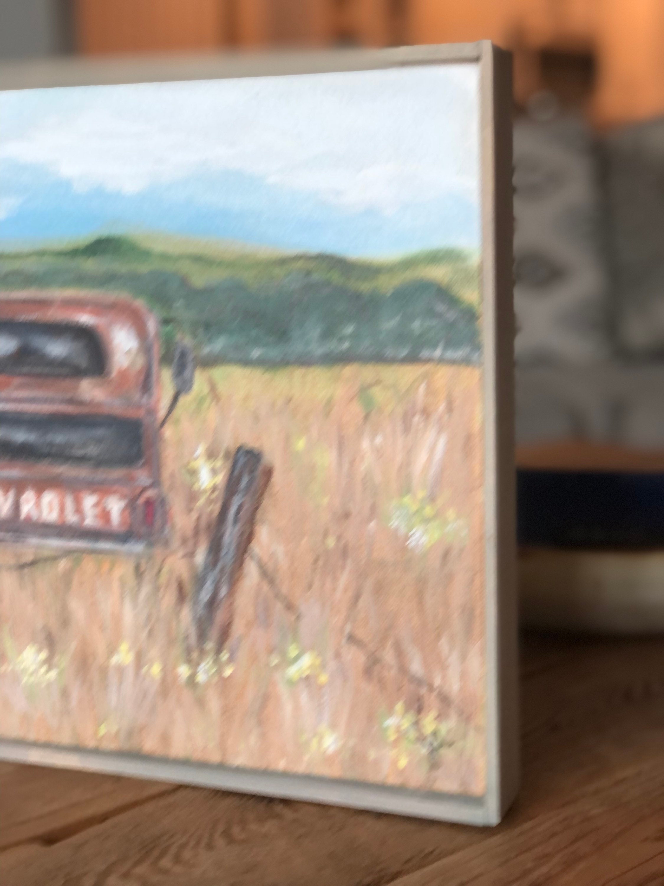 Old Chevy, Original Painting of Vintage Chevy C-10, Hand Framed in Pine ...
