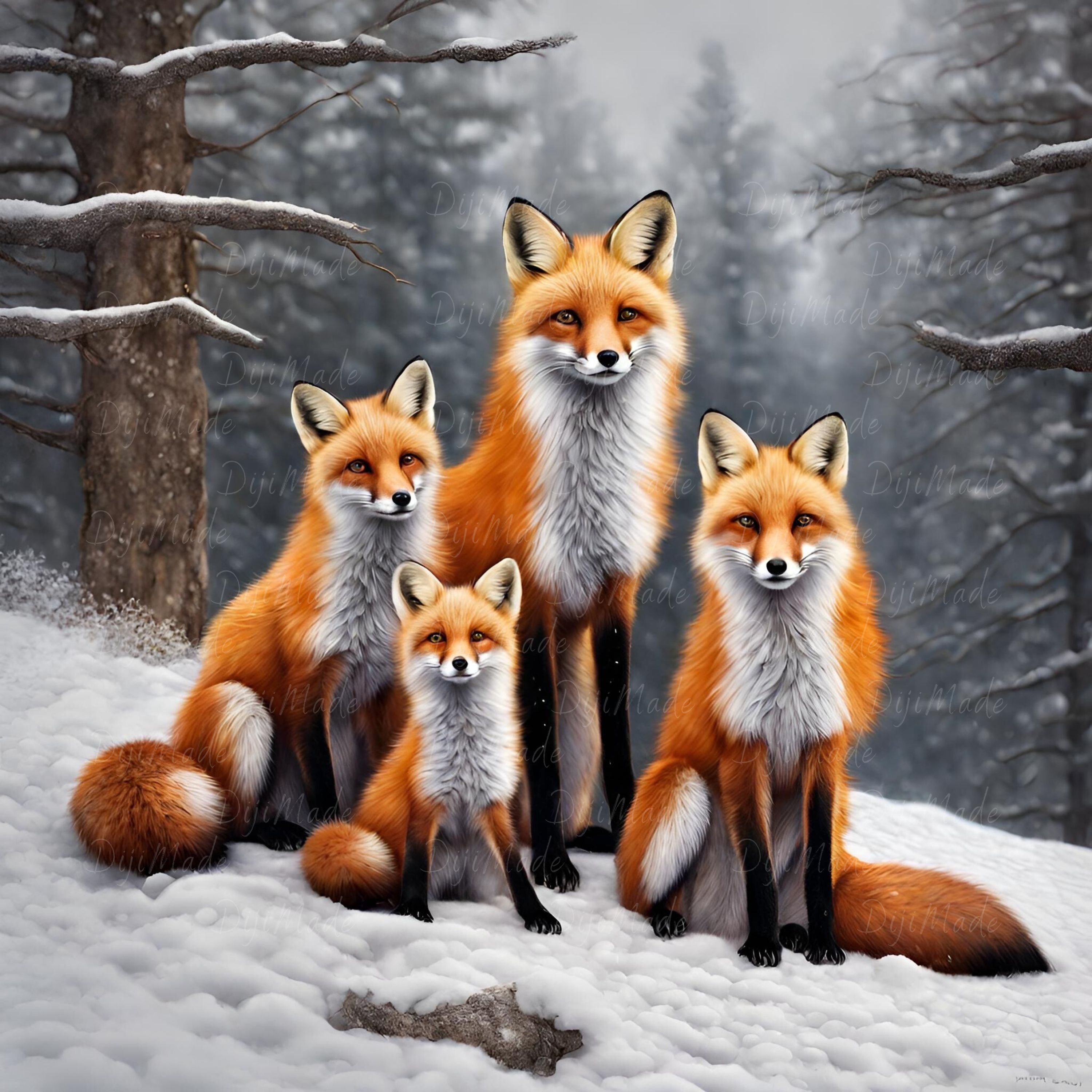 44 ilustraciones realistas de zorros, calidad de 300 ppp JPG, 3000x3000 ...