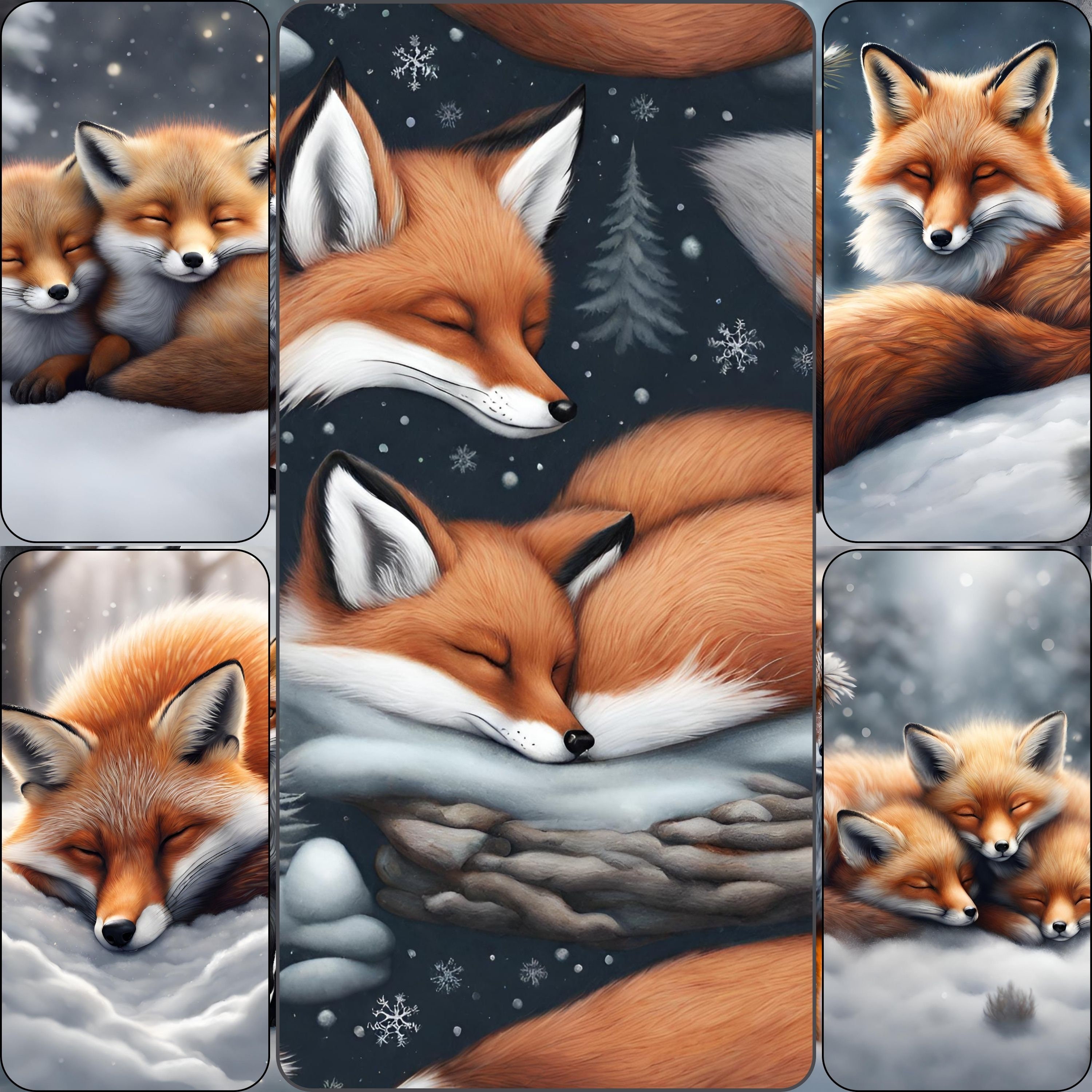 44 Realistic Foxes Illustrations, 300dpi Quality JPG, 3000x3000px, Fox ...