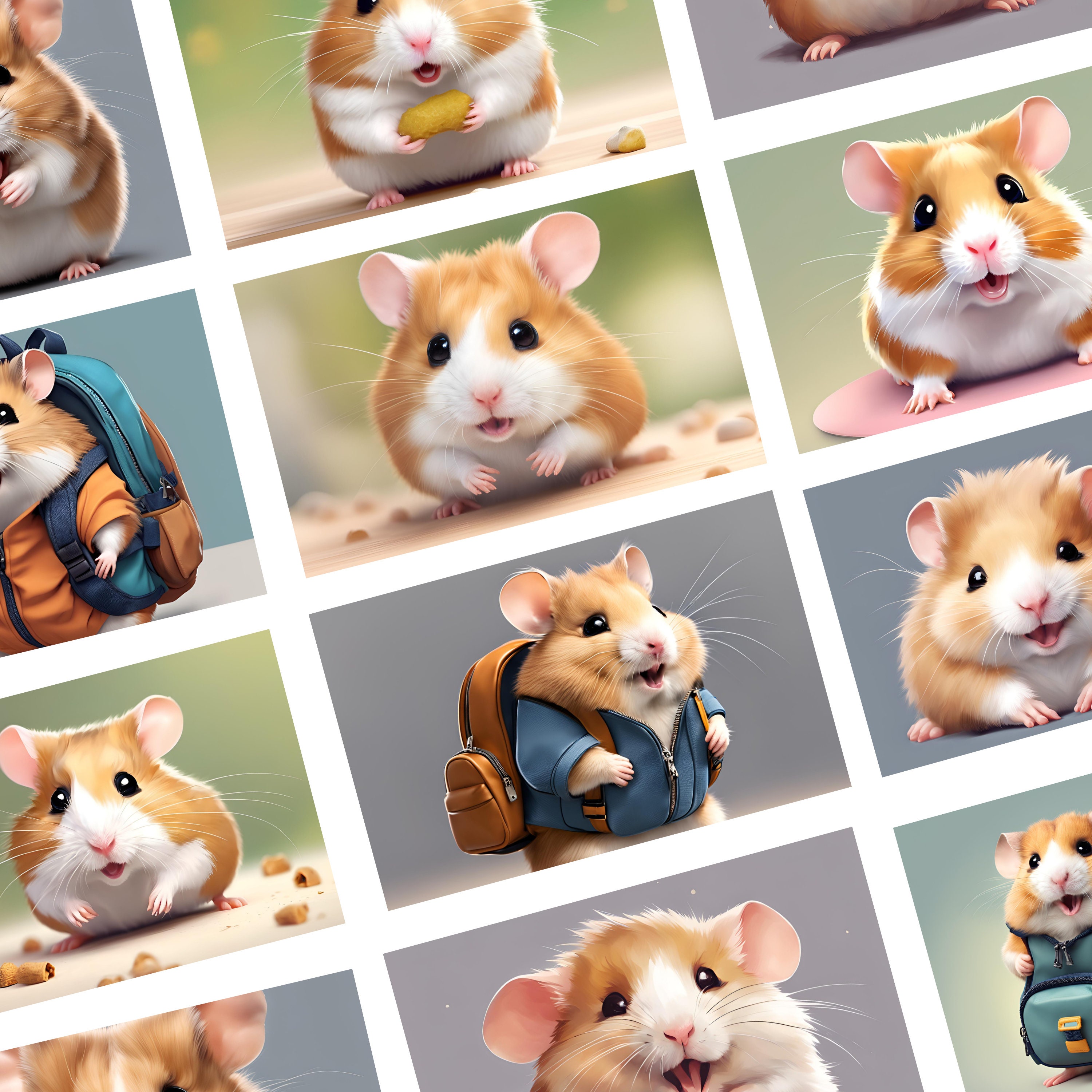 123 Happy & Sad Hamsters, Realistic, Cartoon, 300dpi PNG, Hamster ...