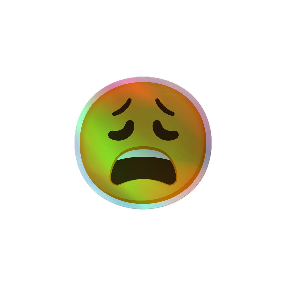 Weary Face Emoji Frown Worried Bubble-free Vinyl Holographic Stickers ...