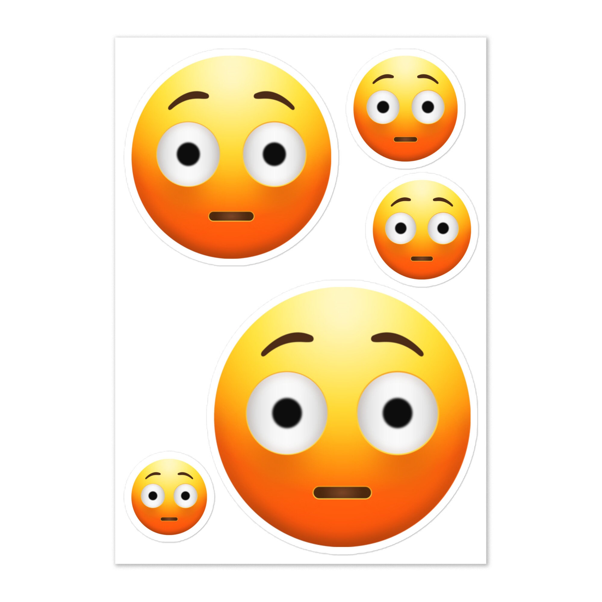 Flushed Face Emoji - Embarrassed Blushing - Bubble-free Vinyl Sticker ...