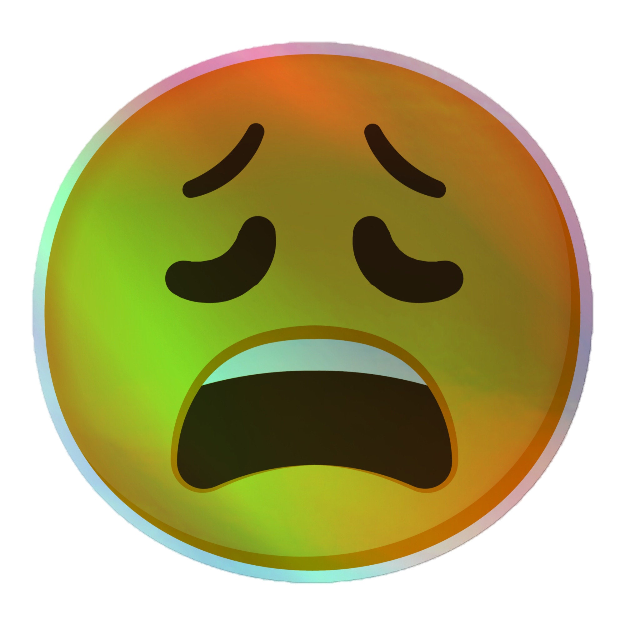 Weary Face Emoji - Frown Worried - Bubble-free Vinyl Holographic ...