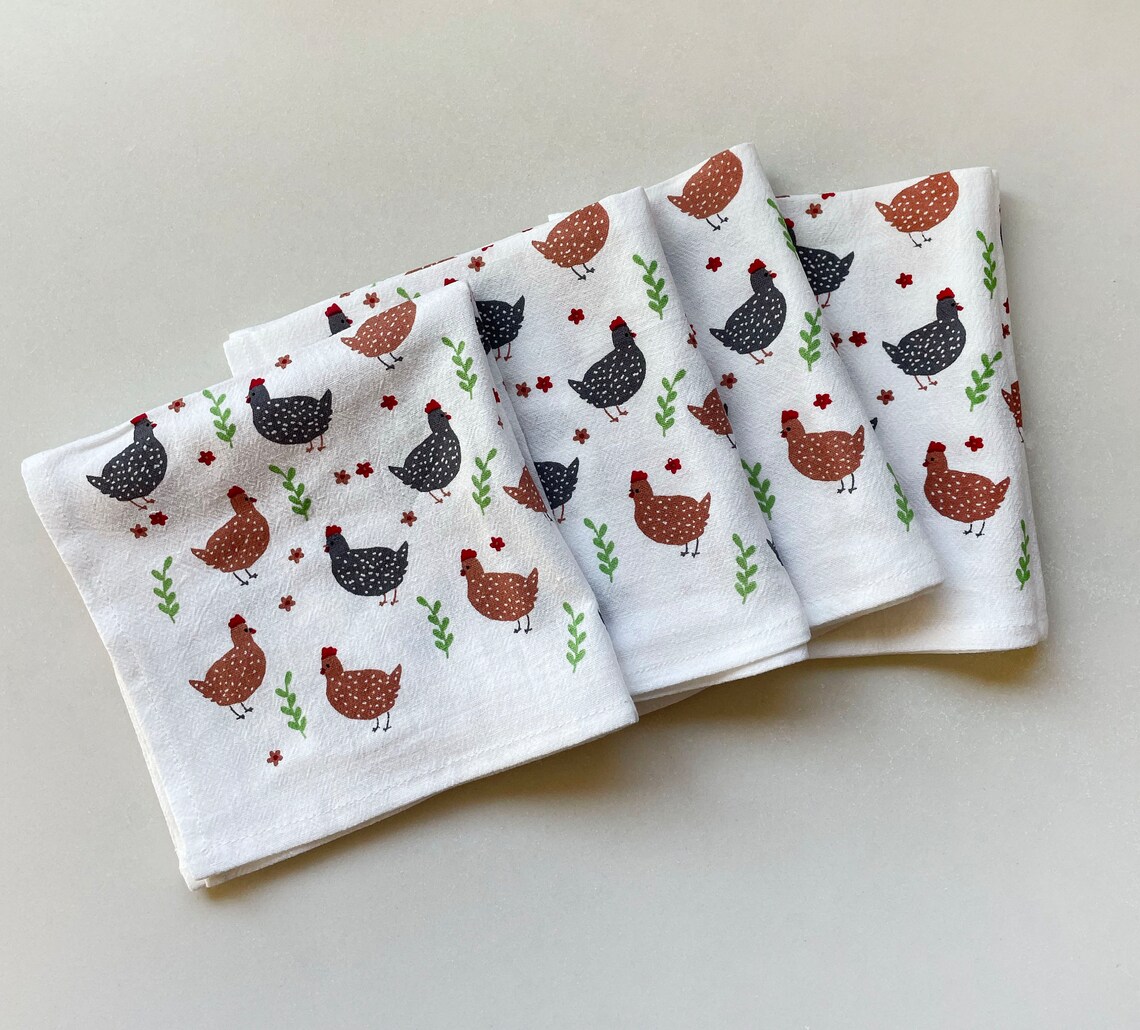 Gift for Chicken Lover Reusable Napkins Cocktail Napkins Cloth Napkins ...