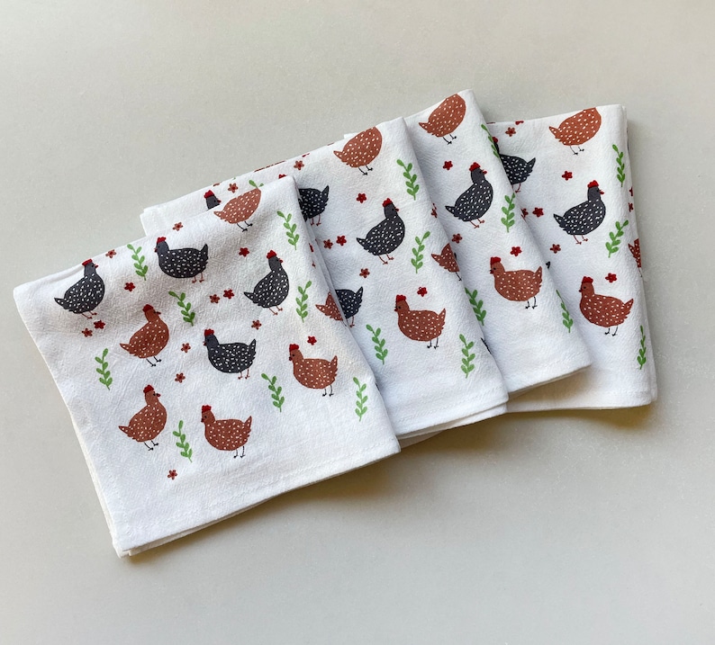 Gift for Chicken Lover Reusable Napkins Cocktail Napkins Cloth Napkins ...